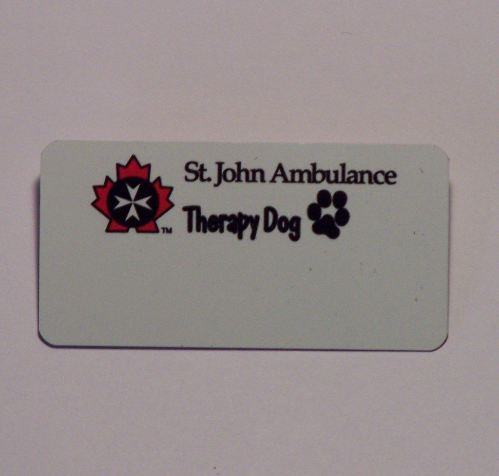 Pin back Dog Therapy Name badge 8741